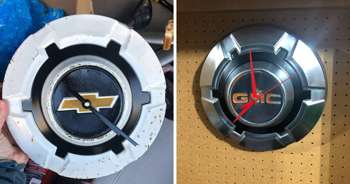 Upcycled Hubcap Clock - Rebooted Mom